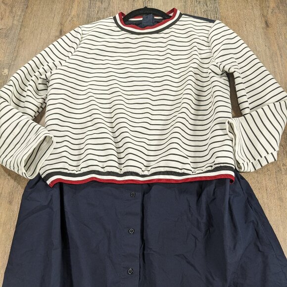 Zara | Dresses | Zara Basic Dress Womens Large Blue Twofer Long Sleeve ...